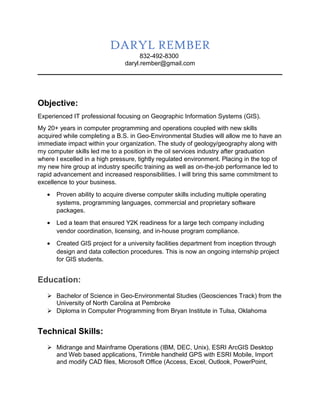 GIS Analyst Resume | DOC | Computing | Technology & Computing