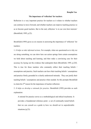 The importance of ‘reflection’ for teachers | PDF