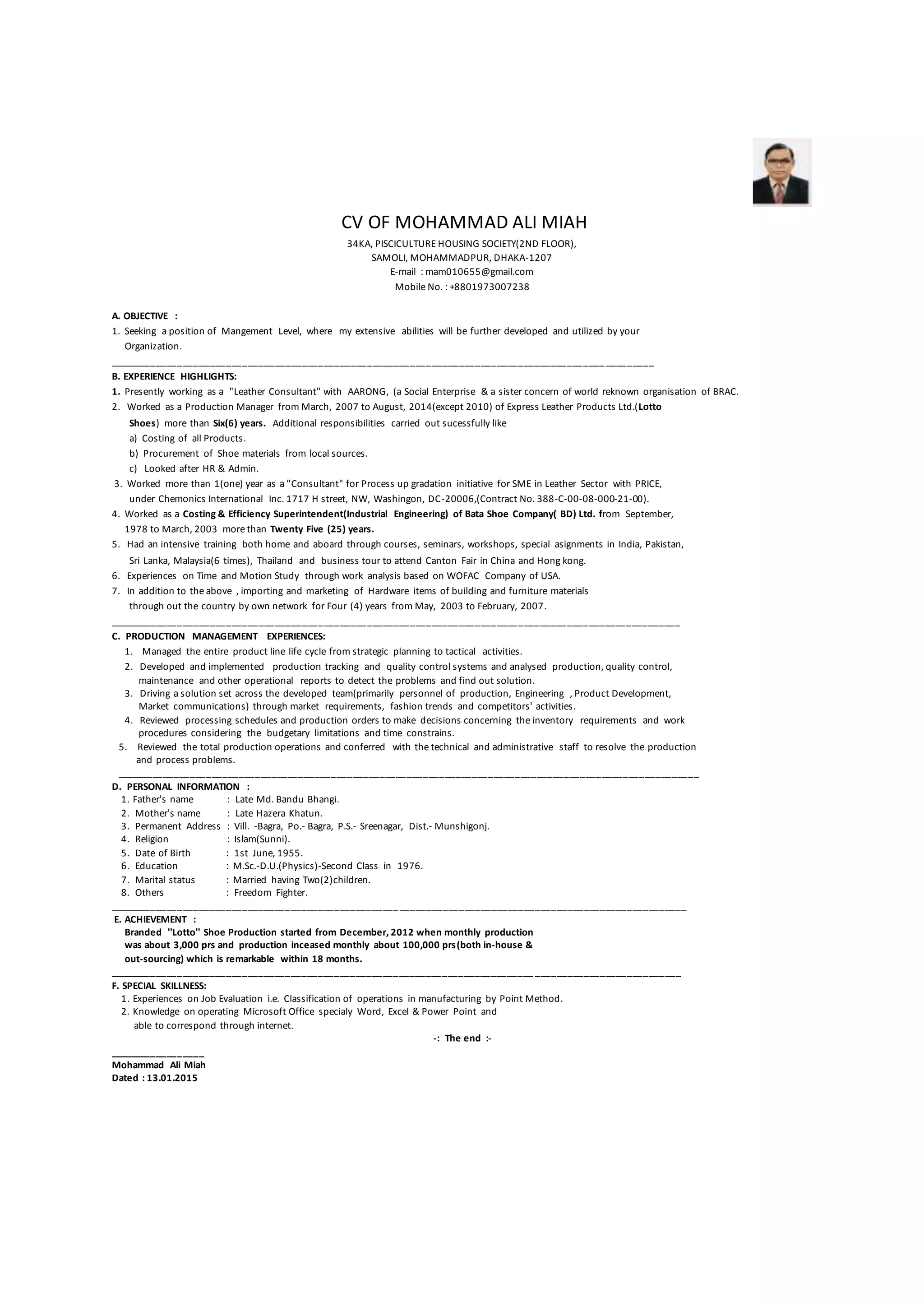 RESUME OF MAM | DOCX