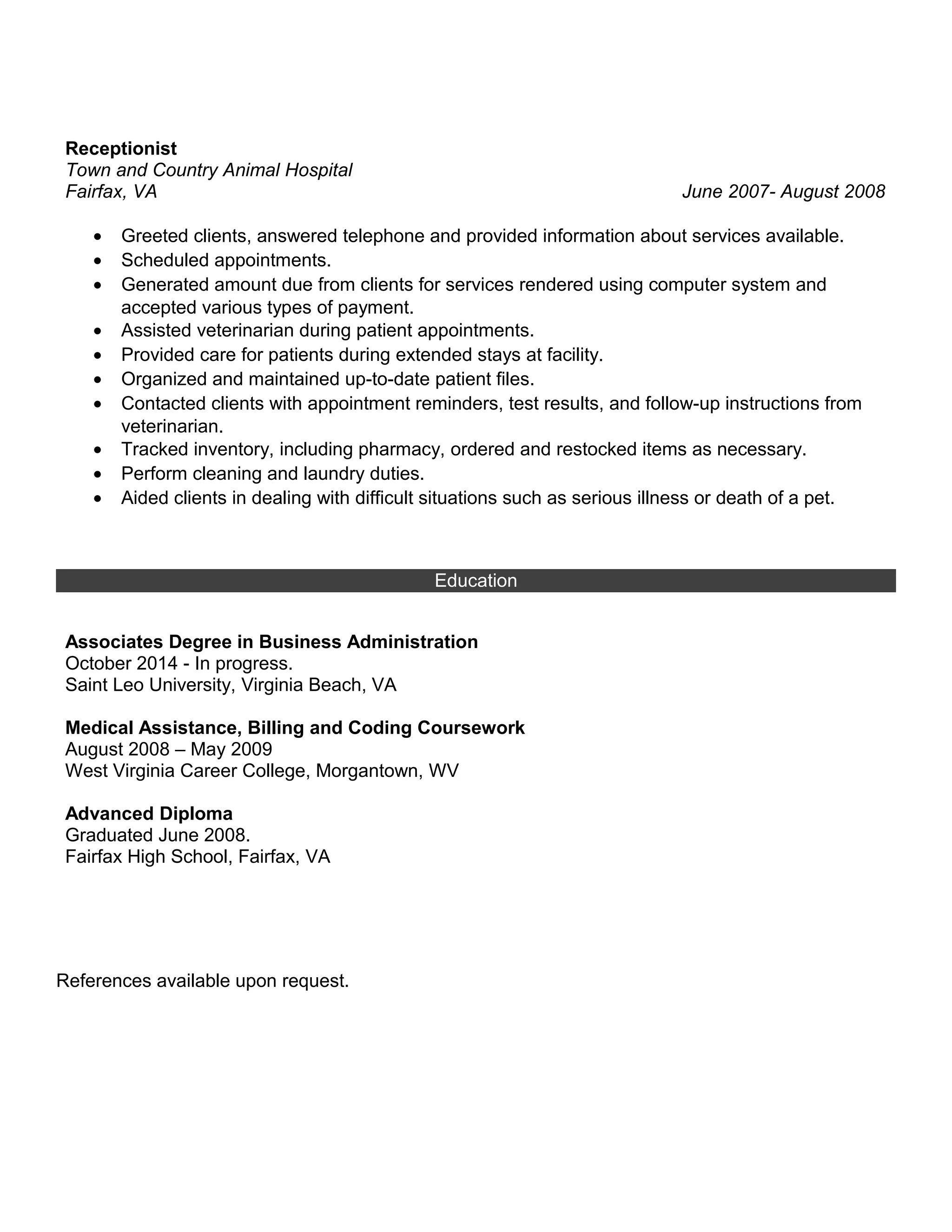 Ashley_Shillingburg_Resume | DOC | Veterinary Medicine | Pets