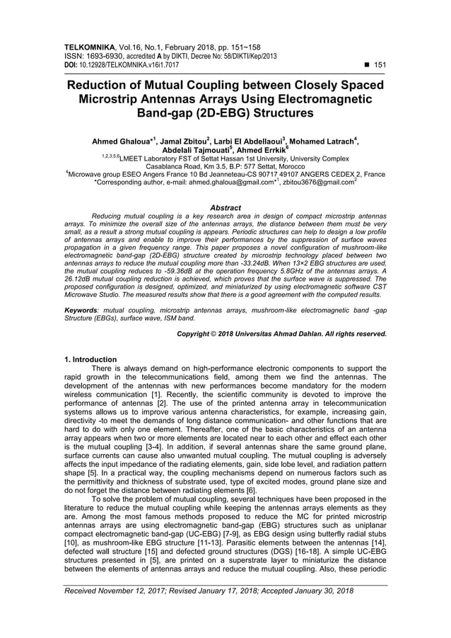 Reduction Of Mutual Coupling Between Closely Spaced Microstrip Antennas Arrays Using