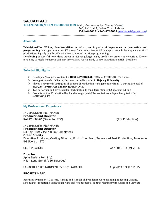 ALI SAJJAD RESUME Final | PDF