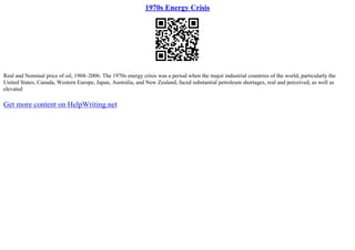 1970S Energy Crisis | PPT