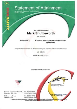 telehandeler statement of attainment | PDF