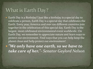 Earth Day Presentation for 5th grade | PPTX