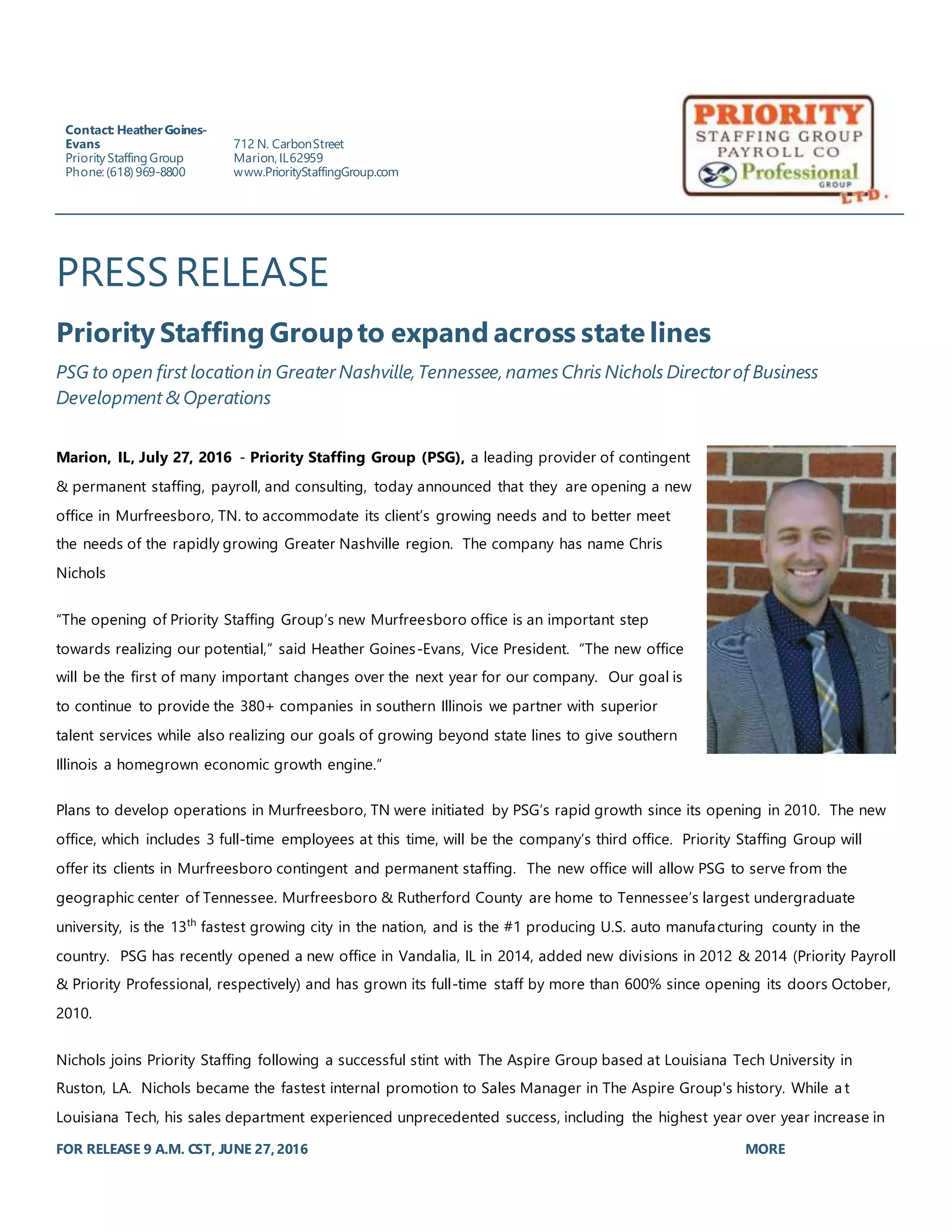 PSG - Combined Press Release for Murfreesboro Location | DOCX