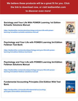 Sociology and Your Life With POWER Learning 1st Edition Schaefer Test ...