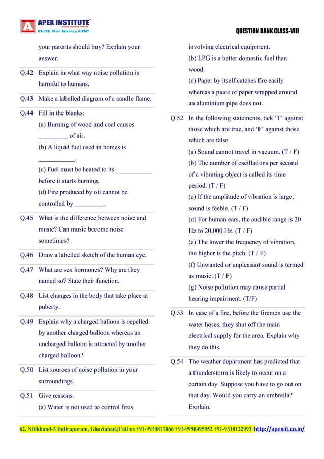 class-viii-science-question-bank-for-summative-assesment | PDF