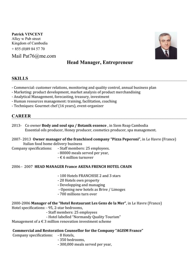 cv Patrick VINCENT eng | PDF