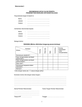 197 form rekomendasi pmb s2 & s3 by course | PDF