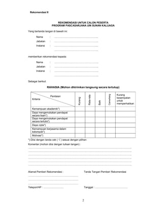197 form rekomendasi pmb s2 & s3 by course | PDF