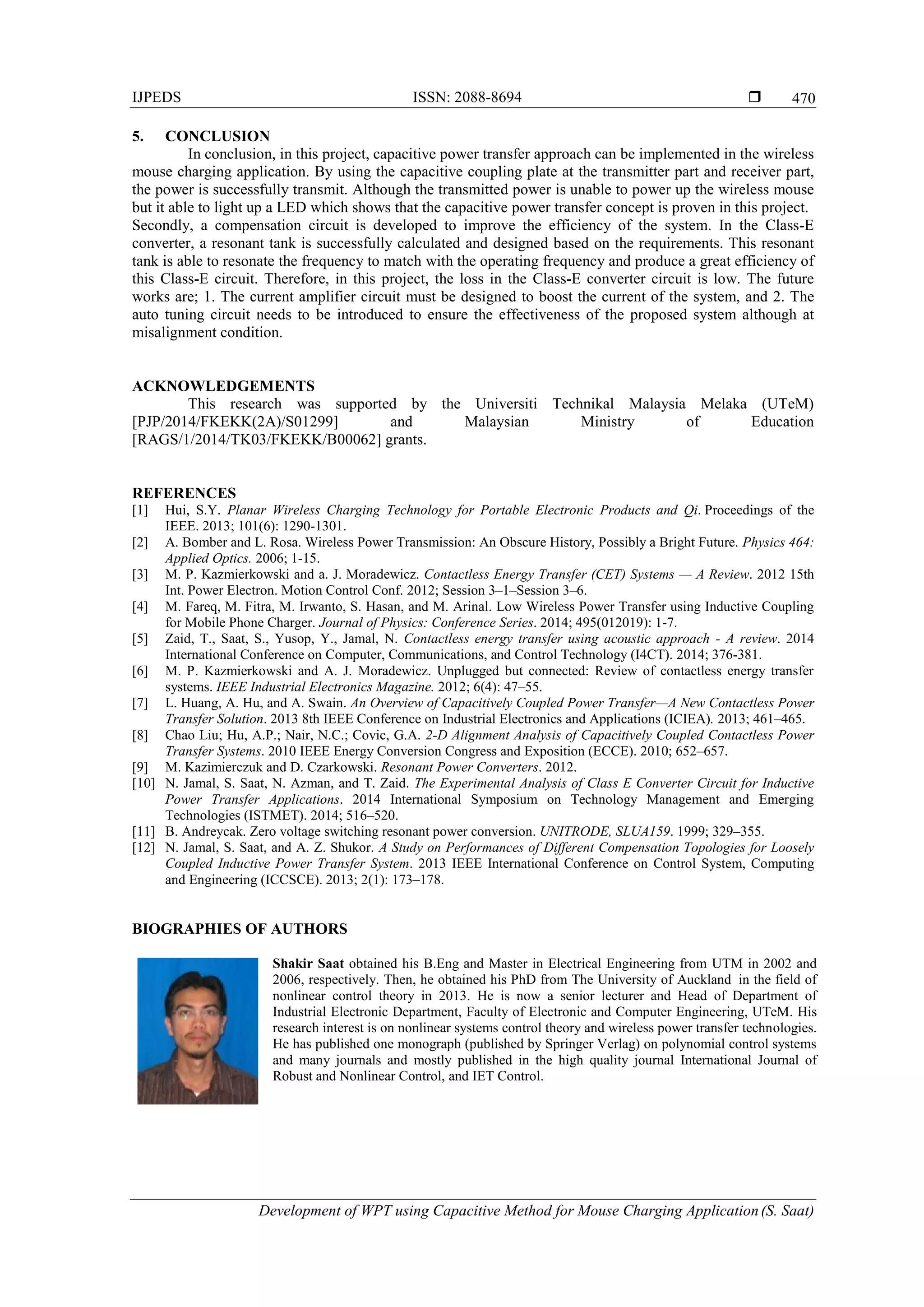 Development of Wireless Power Transfer using Capacitive Method for ...