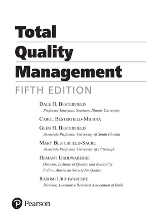 Total Quality Management Tqm 5E By Pearson 5th Edition Besterfield | PDF