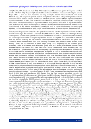 Evaluvation, propagation and study of life cycle in vitro of Morchella ...