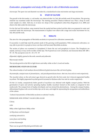 Evaluvation, propagation and study of life cycle in vitro of Morchella ...