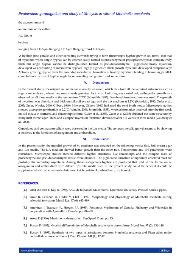 Evaluvation, propagation and study of life cycle in vitro of Morchella ...