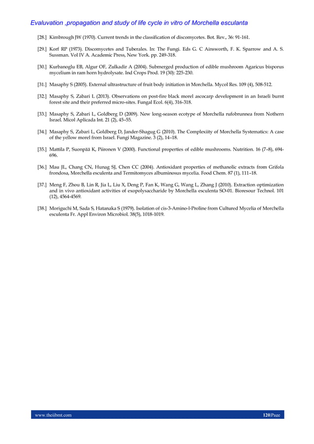 Evaluvation, propagation and study of life cycle in vitro of Morchella ...