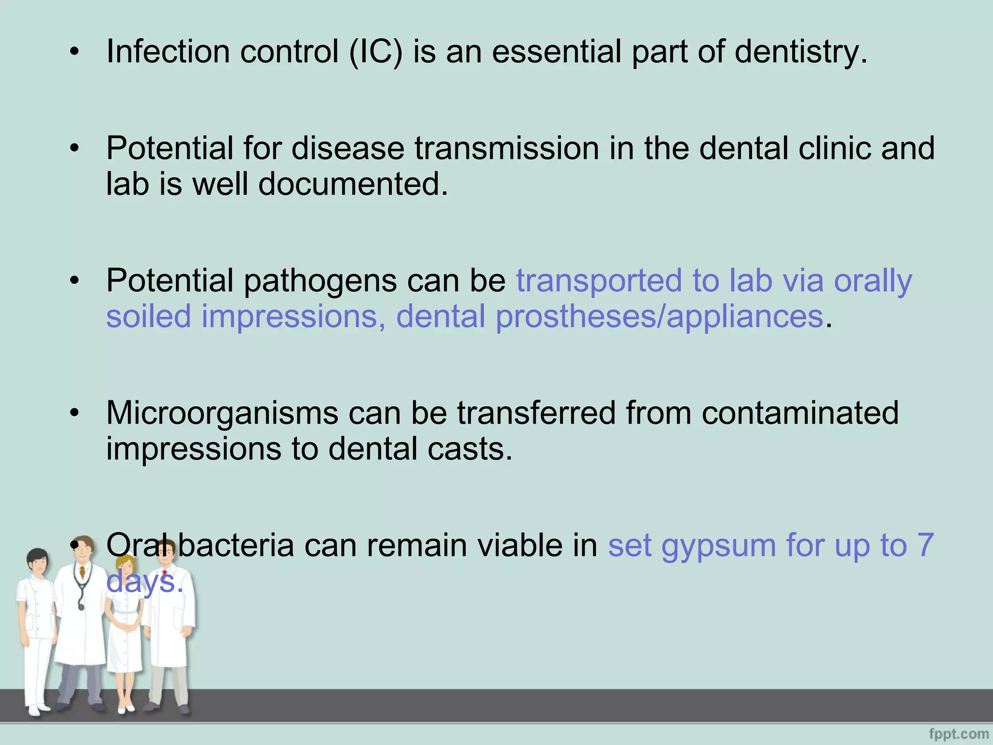 INFECTION CONTROL IN PROSTHODONTICS | PPT
