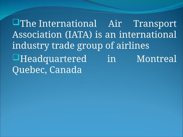 International Air Transport Association | PPT | Air Travel | Travel Type