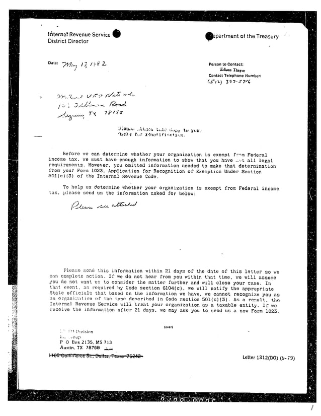 1982 irs form 4564 13 may 82. irs letter 24 june 82 | PDF