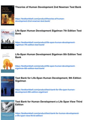 Test Bank for Human Development, 11th Edition : Papalia | PDF