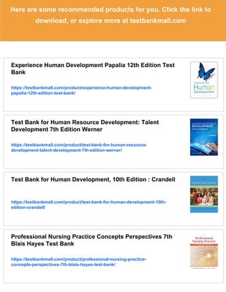 Test Bank for Human Development, 11th Edition : Papalia | PDF