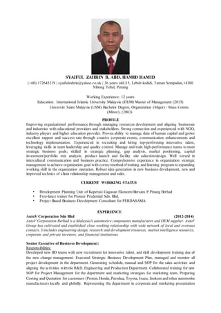 2015 Syaiful Zahrin Resume words | PDF