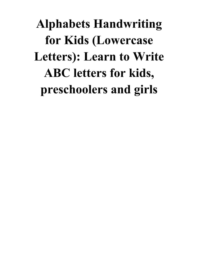 Alphabets Handwriting for Kids (Lowercase Letters) - Sachin Sachdeva ...