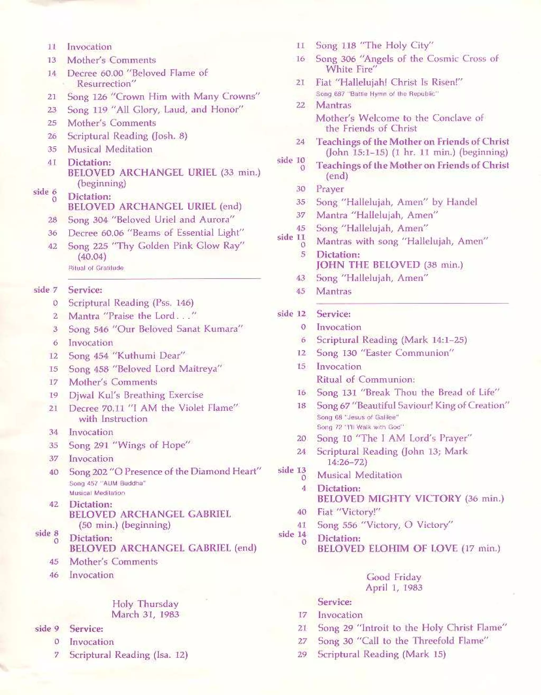 The Summit Lighthouse: 1983 conclave of the friends of christ liner ...