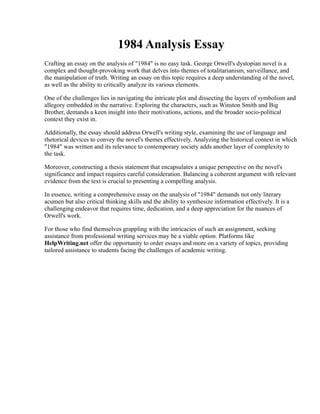 1984 Analysis Essay | PDF | Homework and Study | Education