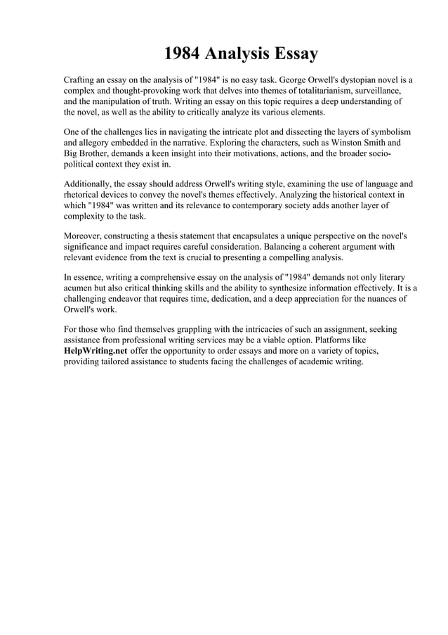 1984 Analysis Essay | PDF