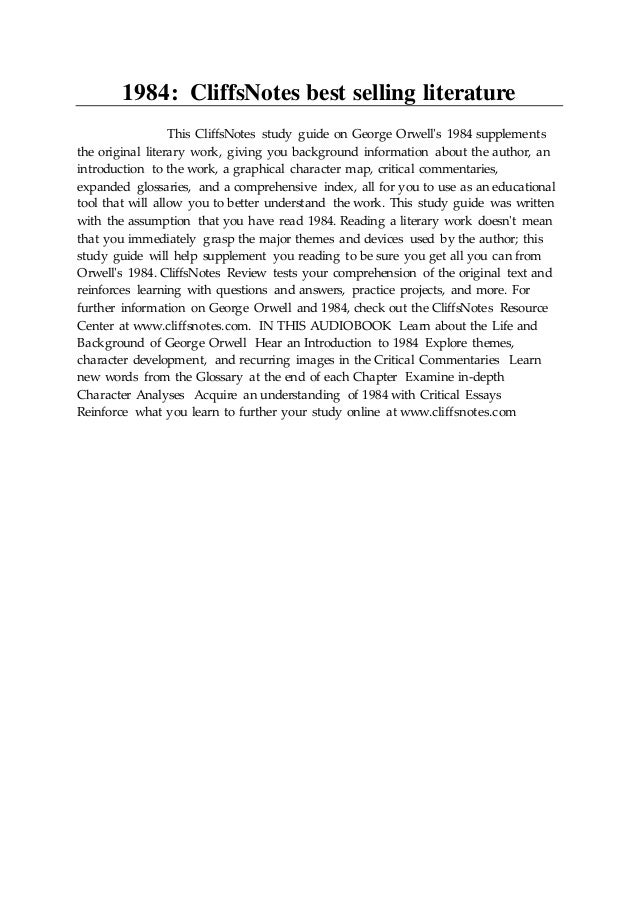 1984: CliffsNotes best selling literature