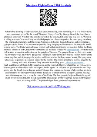 1984 Essay Questions | PDF