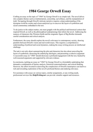 1984 George Orwell Essay.pdf | Celebrity Families | Pop Culture