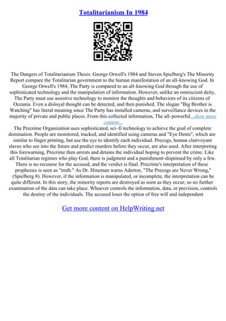 1984 Totalitarianism Essay | PDF
