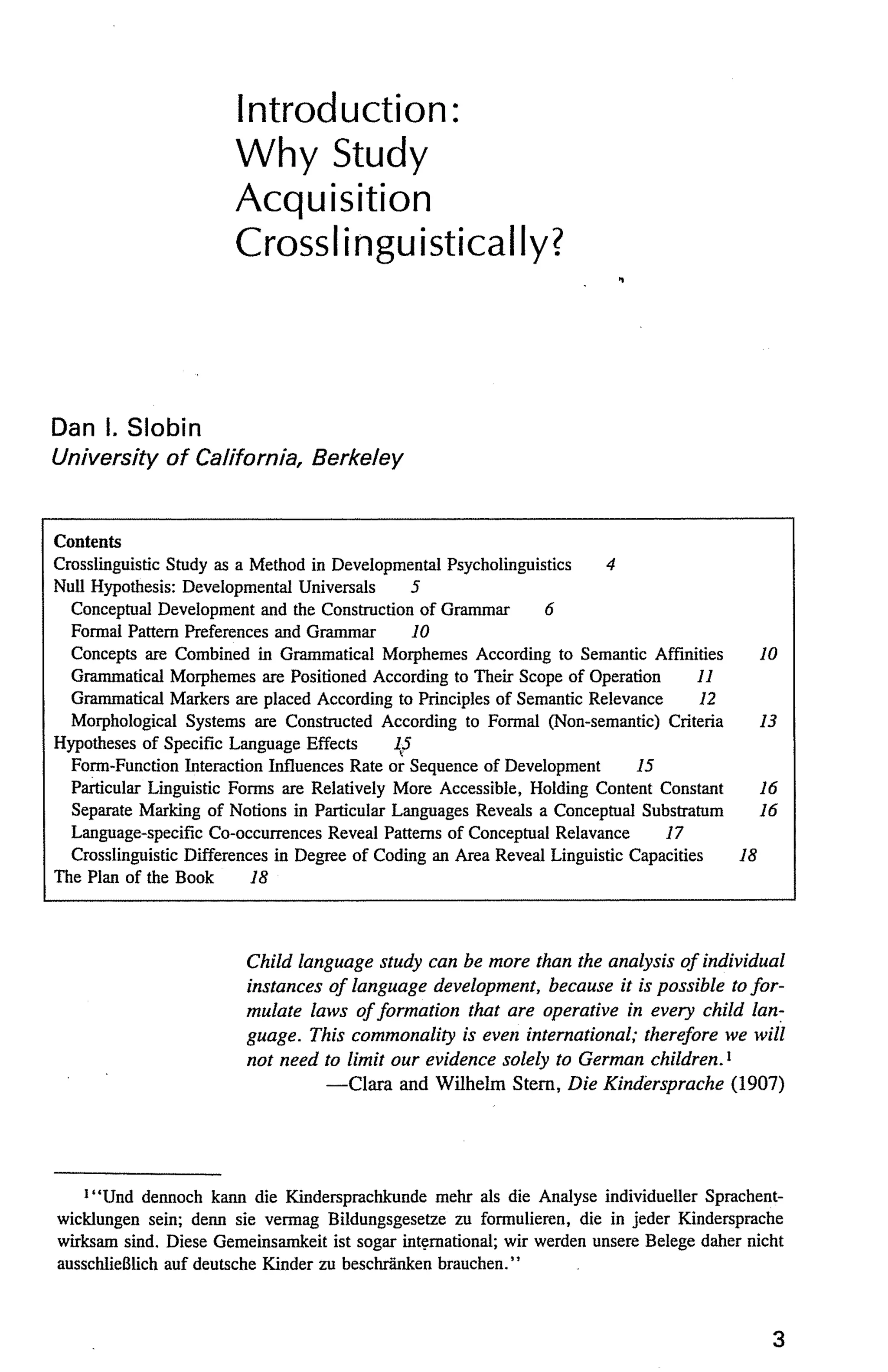 (1985) slobin why study language acquisition crosslinguistically | PDF
