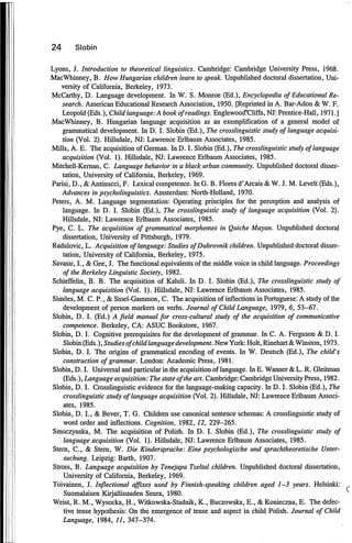 (1985) slobin why study language acquisition crosslinguistically | PDF