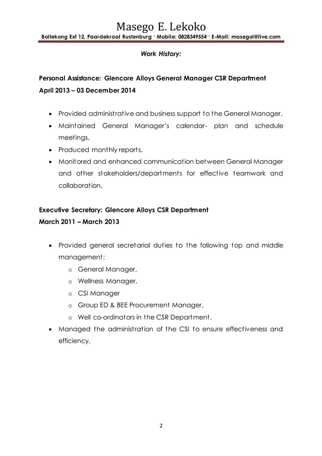 Masego Lekoko Resume | PDF