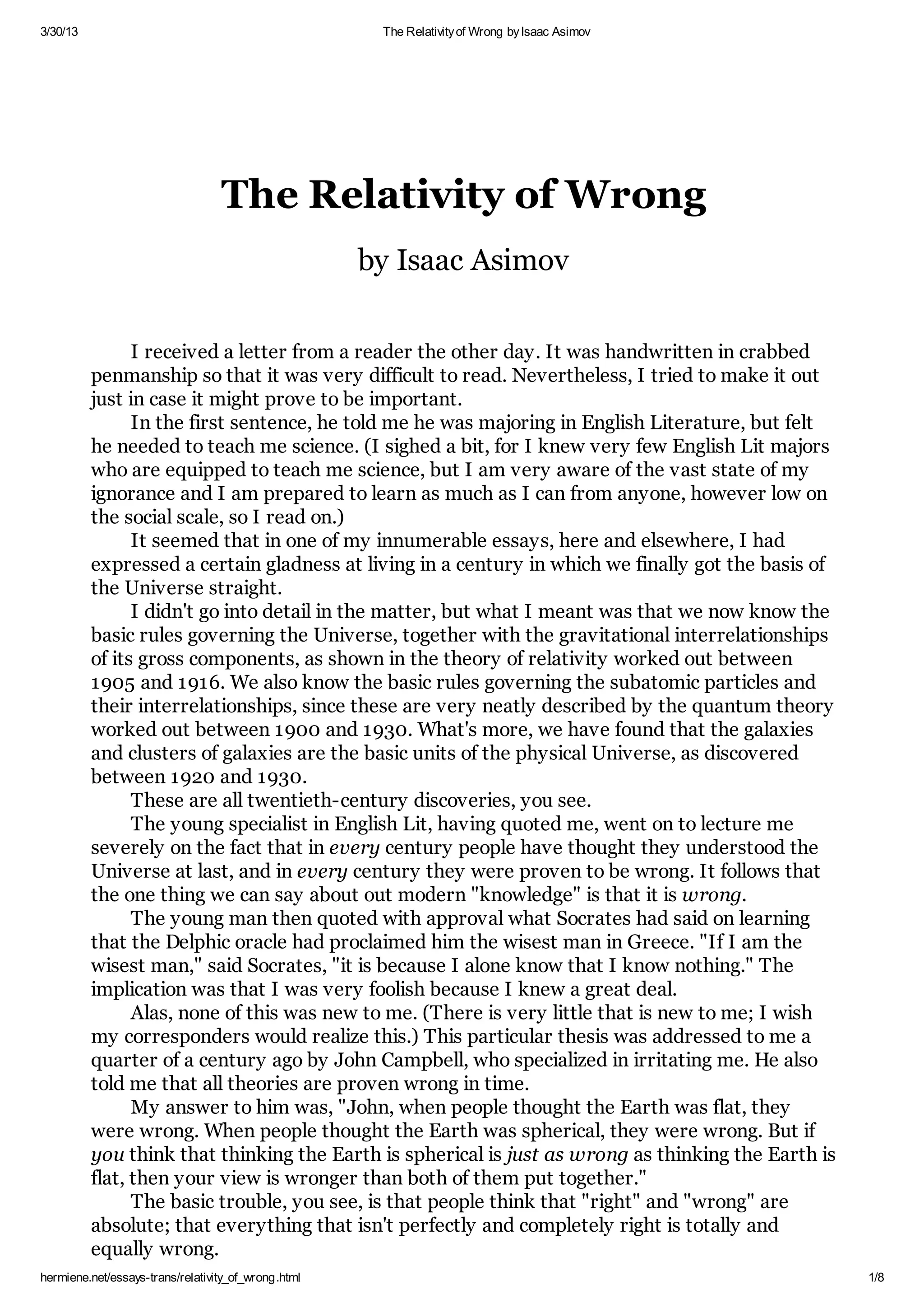 [1986] the relativity of wrong | PDF