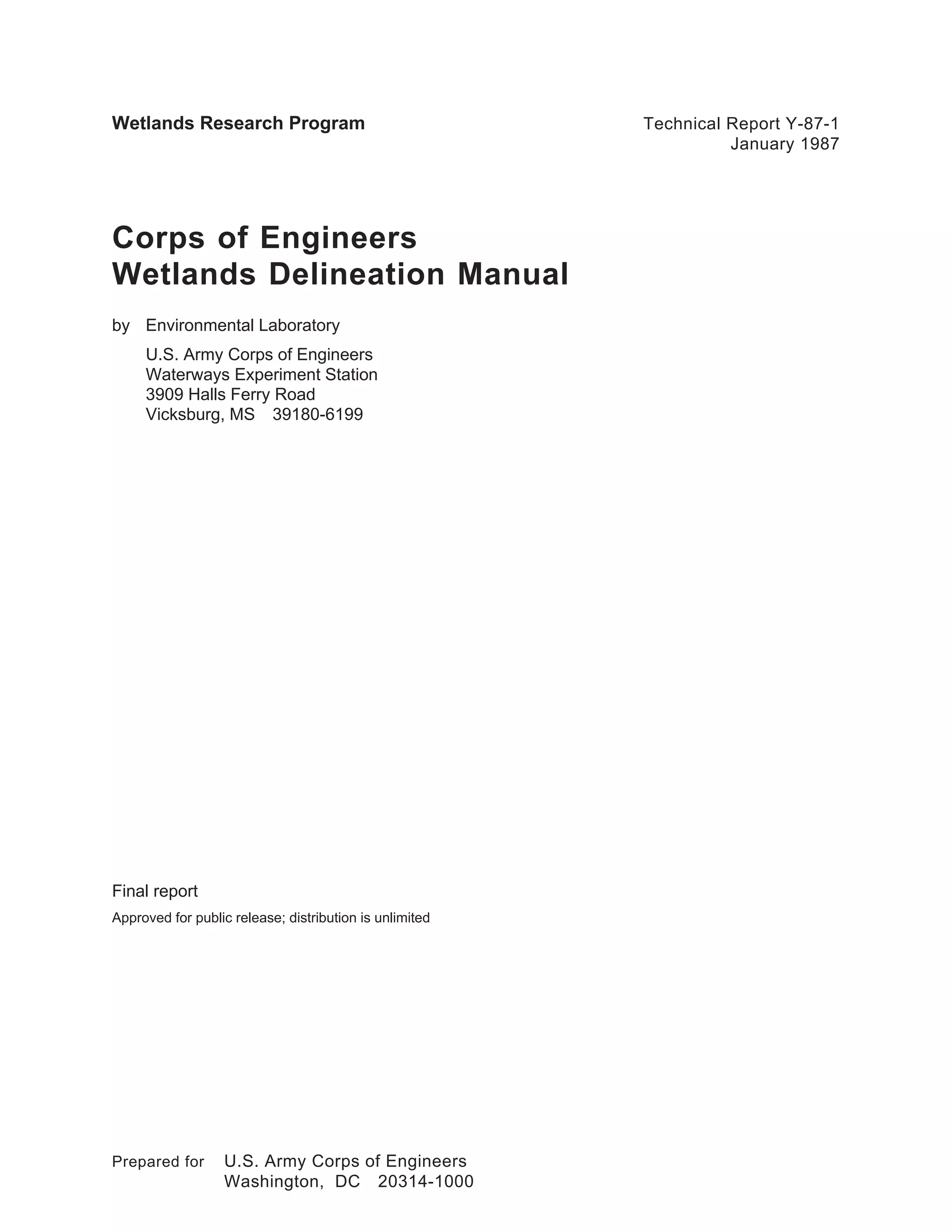 1987 army-corps-wetlands-delineation-manual | PDF