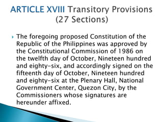 1987 constitution Philippines: Summary | PPTX