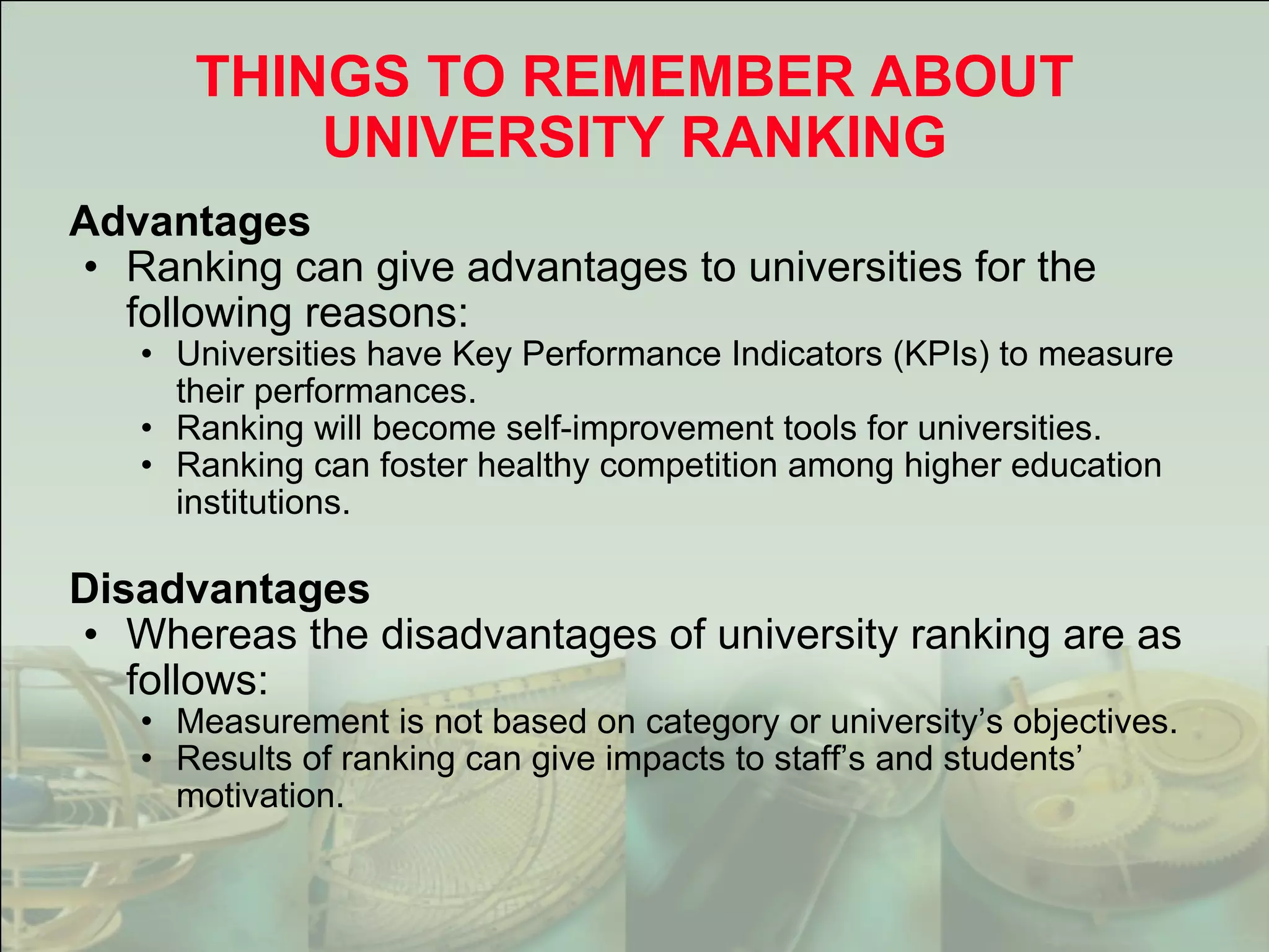 university ranking criteria | PPT
