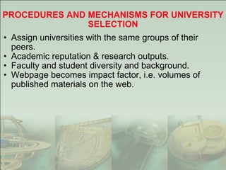 university ranking criteria | PPT
