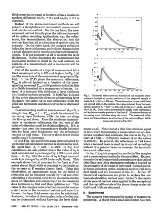 1989 optical measurement of the refractive index, layer thickness, and volume changes of thin ...
