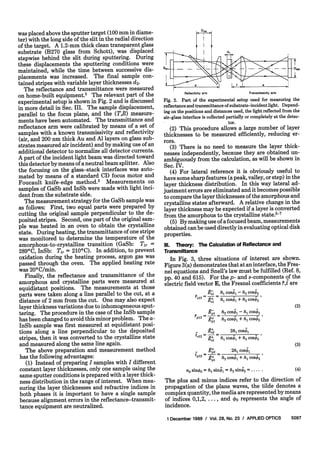 1989 optical measurement of the refractive index, layer thickness, and volume changes of thin ...