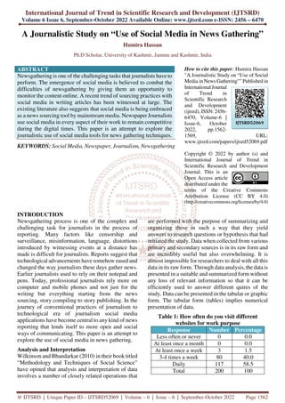 A Journalistic Study on “Use of Social Media in News Gathering” | PDF ...