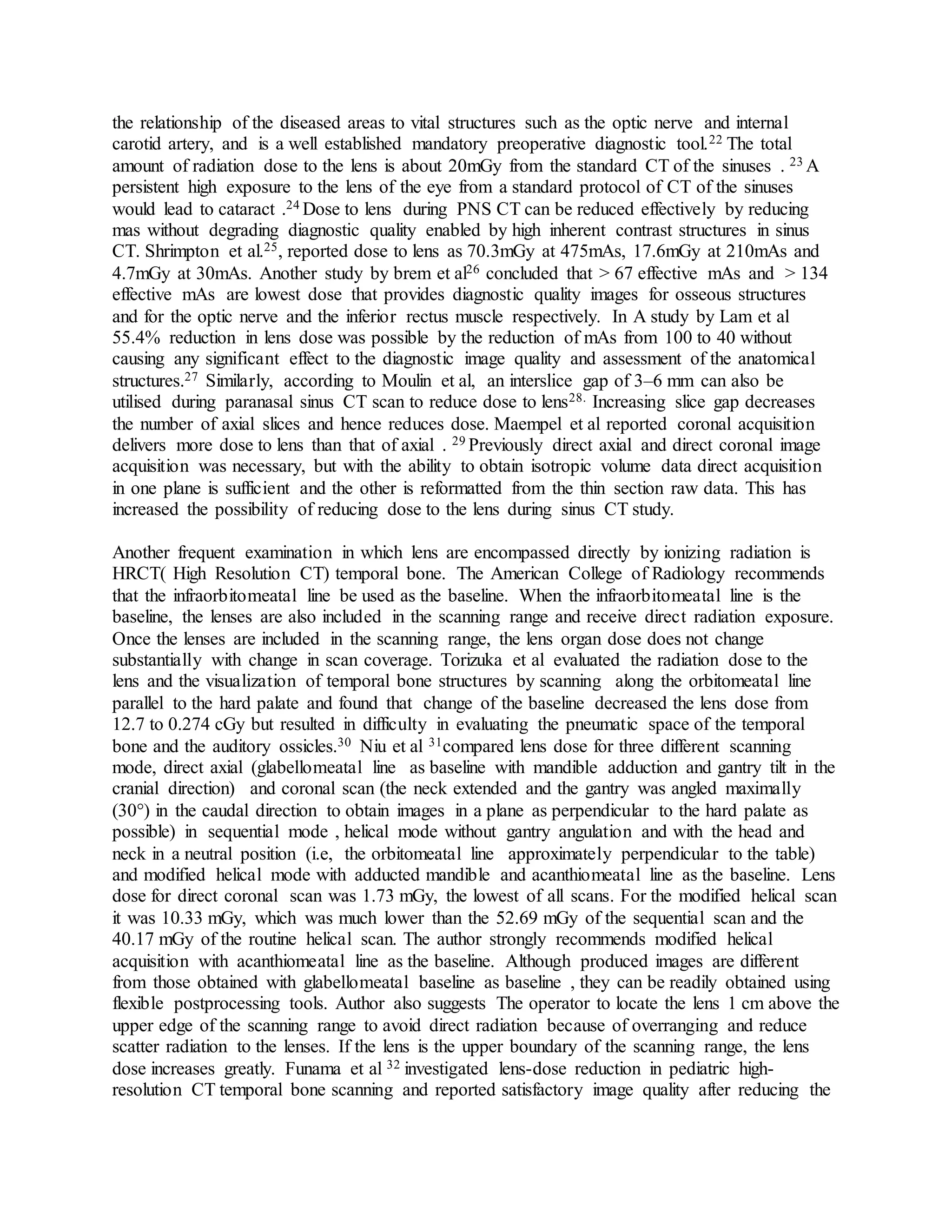 Radiation dose to lens in CT | DOCX