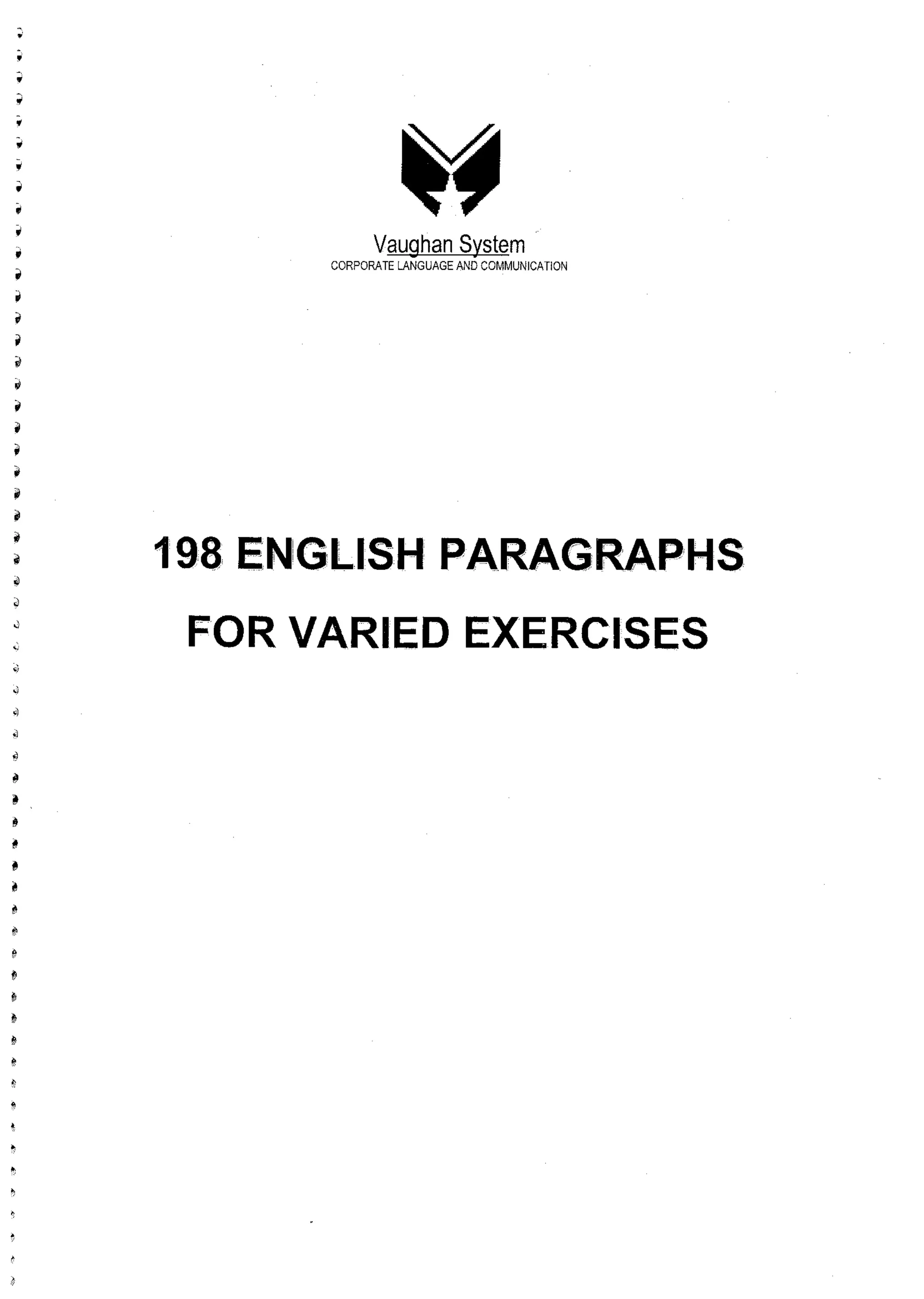 198 english paragraphs vaughan systems for varied english exercises | PDF