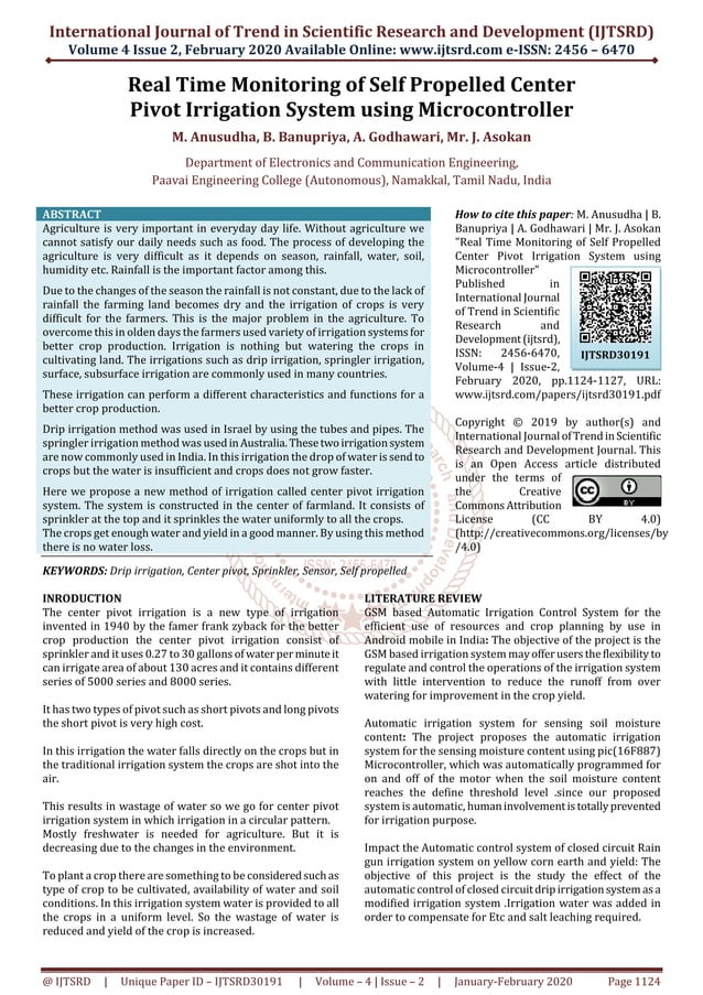 Real Time Monitoring of Self Propelled Center Pivot Irrigation System ...