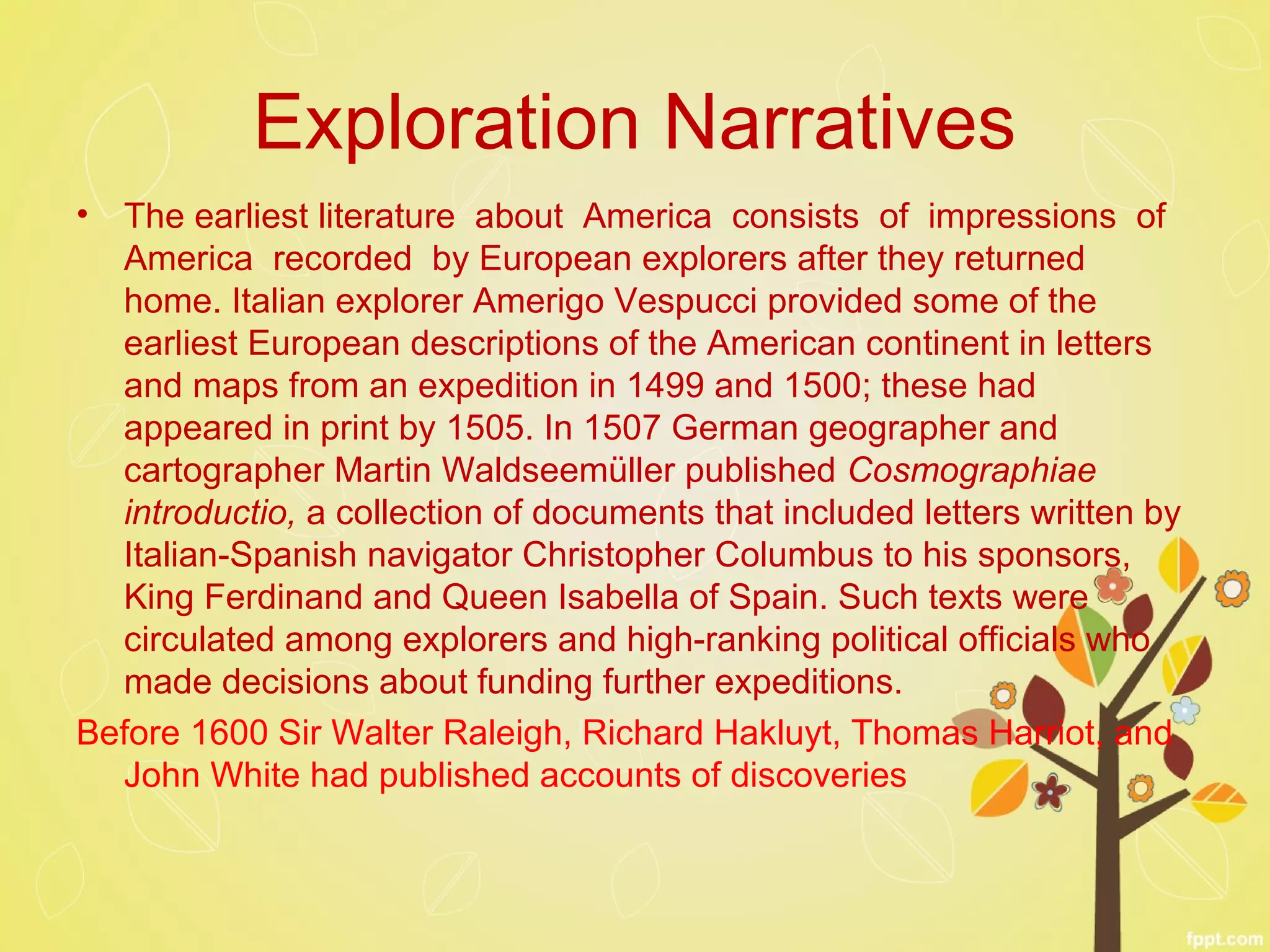 American Literature: Prose BEGINNINGS: THE 1500S AND 1600S | PPT